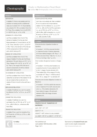 7 Grade12 Cheat Sheets - Cheatography.com: Cheat Sheets For Every Occasion