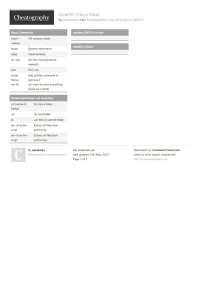 1201 Software Cheat Sheets - Cheatography.com: Cheat Sheets For Every Occasion