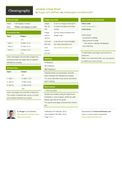 28 Markdown Cheat Sheets - Cheatography.com: Cheat Sheets For Every ...
