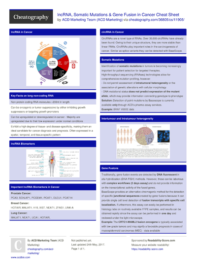 19 Cancer Cheat Sheets - Cheatography.com: Cheat Sheets For Every Occasion