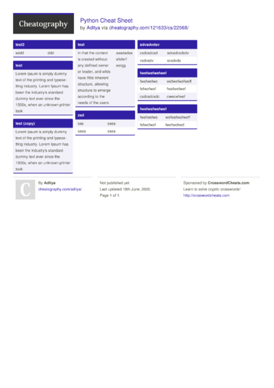 2701 Programming Cheat Sheets - Cheatography.com: Cheat Sheets For ...