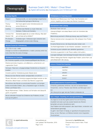 6 Coaching Cheat Sheets - Cheatography.com: Cheat Sheets For Every Occasion