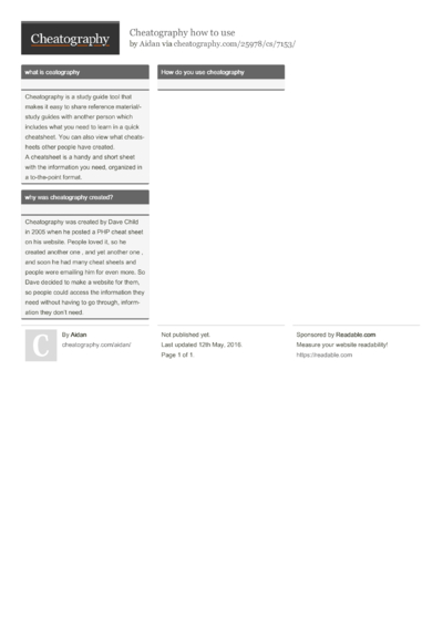 9 Library Cheat Sheets - Cheatography.com: Cheat Sheets For Every Occasion