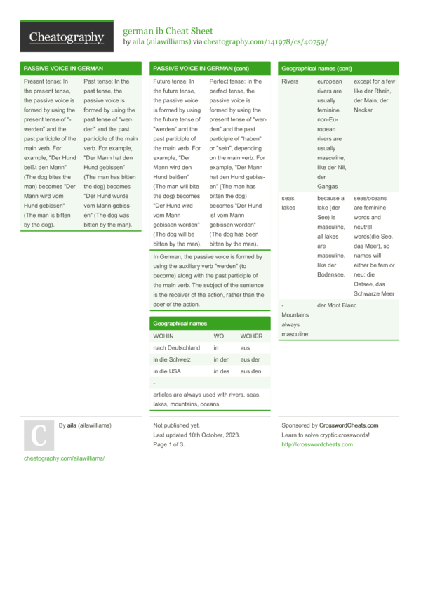 german ib Cheat Sheet by ailawilliams - Download free from Cheatography ...