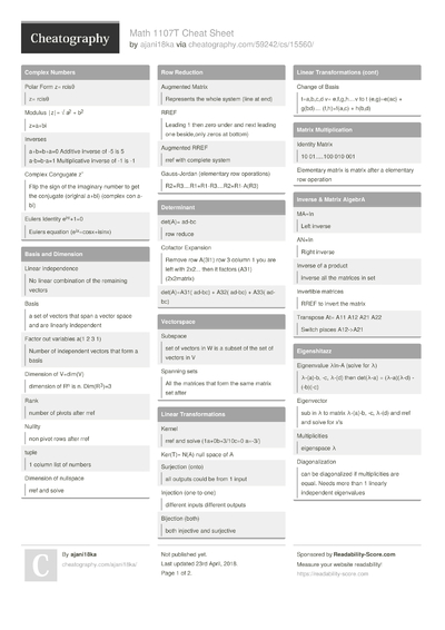 166 Math Cheat Sheets - Cheatography.com: Cheat Sheets For Every Occasion