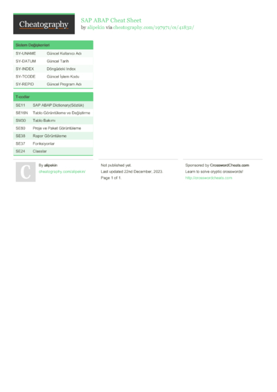 14 Sap Cheat Sheets - Cheatography.com: Cheat Sheets For Every Occasion