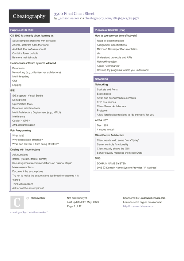 3500 Final Cheat Sheet by _allisonwalker - Download free from ...