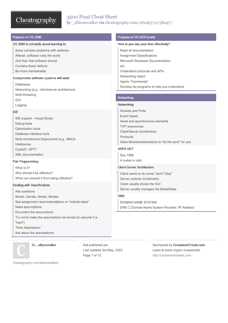 3500 Final Cheat Sheet by _allisonwalker - Download free from ...