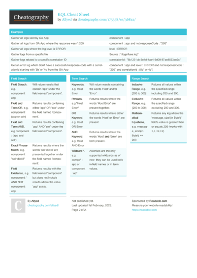3 Kql Cheat Sheets Cheat Sheets For Every Occasion 6629