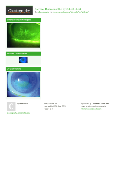 1 Ophthalmology Cheat Sheet Cheat Sheets For Every Occasion
