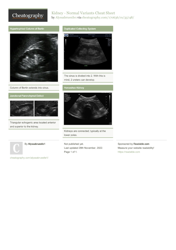 Kidney - Normal Variants Cheat Sheet by Alyssabruestle1 - Download free ...