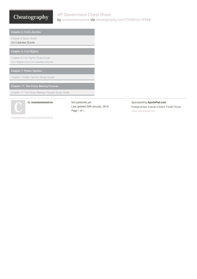 15 Government Cheat Sheets - Cheatography.com: Cheat Sheets For Every ...