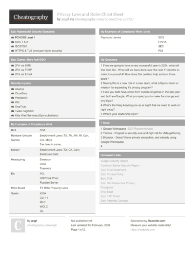 1 Gdpr Cheat Sheet - Cheatography.com: Cheat Sheets For Every Occasion