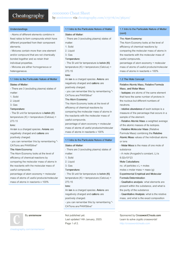 0000000 Cheat Sheet by anniemeow - Download free from Cheatography ...
