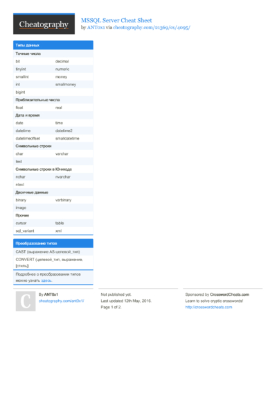 8 Mssql Cheat Sheets Cheat Sheets For Every Occasion