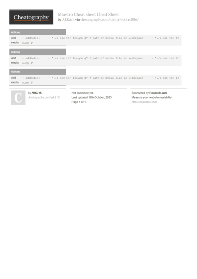 1 Maestro Cheat Sheet - Cheatography.com: Cheat Sheets For Every Occasion
