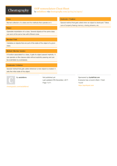 26 OOP Cheat Sheets - Cheatography.com: Cheat Sheets For Every Occasion