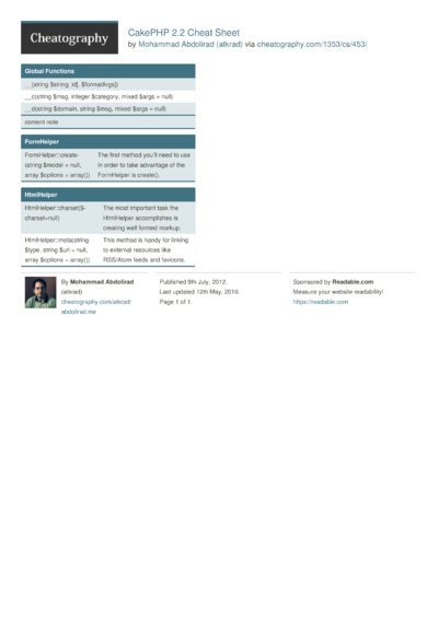 142 PHP Cheat Sheets - Cheatography.com: Cheat Sheets For Every Occasion