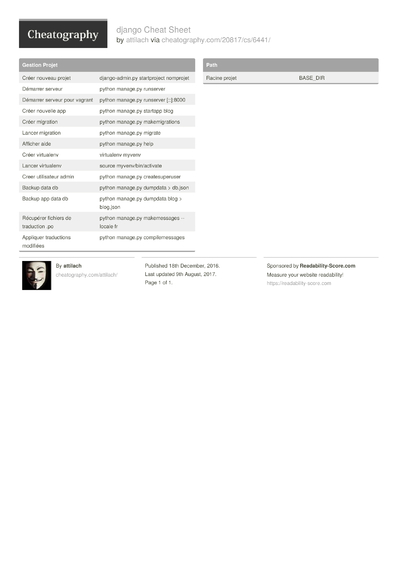 Cheat Sheets Matching "django" - Cheatography.com: Cheat Sheets For Every Occasion
