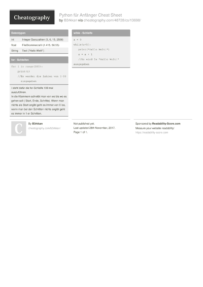 775 Python Cheat Sheets - Cheatography.com: Cheat Sheets For Every Occasion