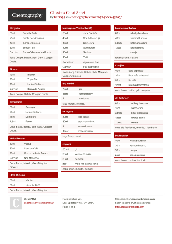 Classicos Cheat Sheet by bar1055 - Download free from Cheatography ...