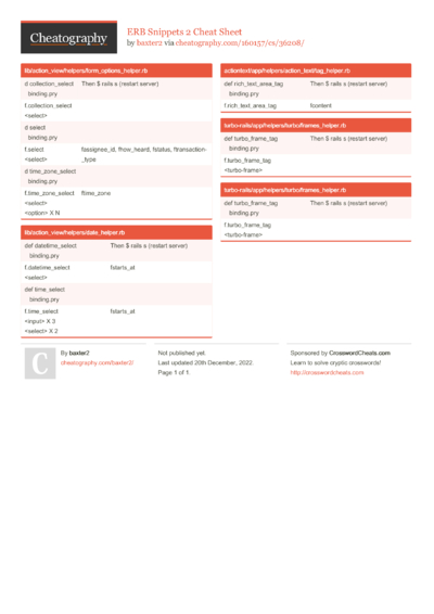 2704 Programming Cheat Sheets - Cheatography.com: Cheat Sheets For Every Occasion