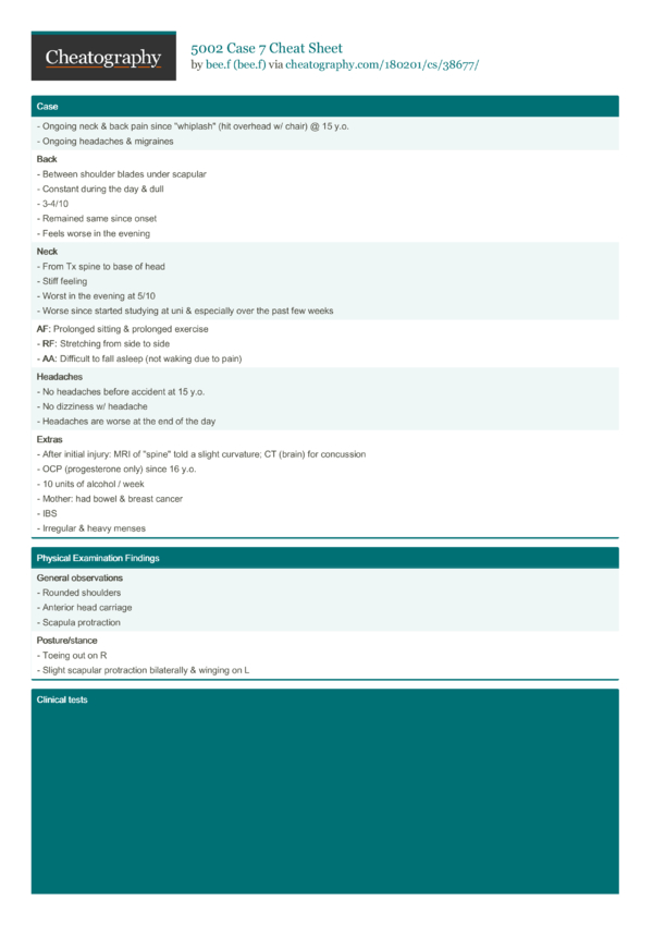 5002 Case 7 Cheat Sheet by bee.f - Download free from Cheatography - Cheatography.com: Cheat ...