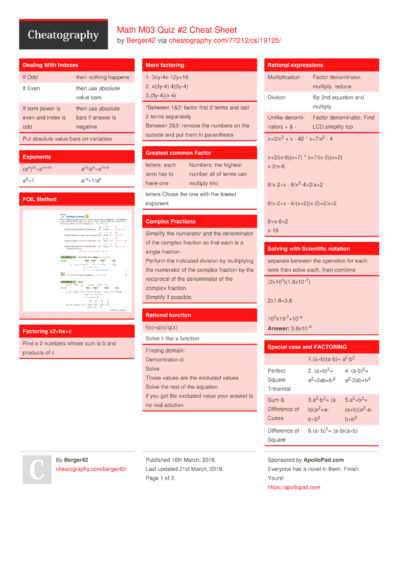 22 College Cheat Sheets - Cheatography.com: Cheat Sheets For Every Occasion