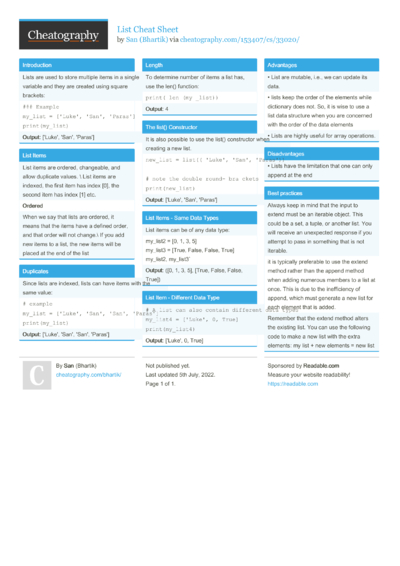 2034 Programming Cheat Sheets - Cheatography.com: Cheat Sheets For Every Occasion