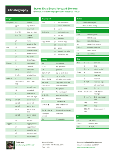 65 Emacs Cheat Sheets - Cheatography.com: Cheat Sheets For Every Occasion