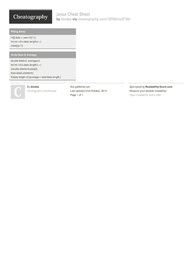233 Java Cheat Sheets - Cheatography.com: Cheat Sheets For Every Occasion