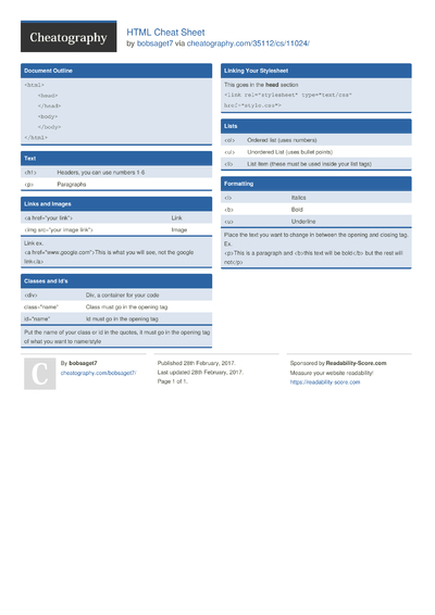 71 Coding Cheat Sheets - Cheatography.com: Cheat Sheets For Every Occasion