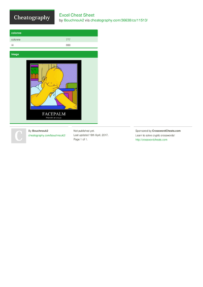 36 Excel Cheat Sheets - Cheatography.com: Cheat Sheets For Every Occasion