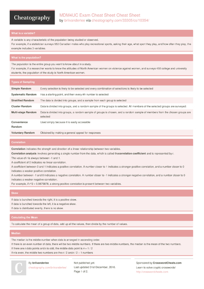 59 Statistics Cheat Sheets - Cheatography.com: Cheat Sheets For Every Occasion