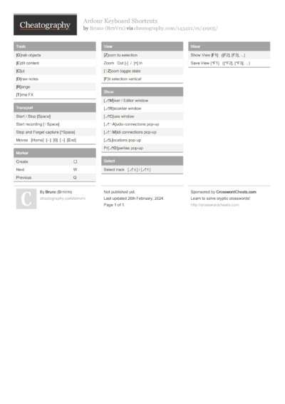 20 Music Cheat Sheets - Cheatography.com: Cheat Sheets For Every Occasion