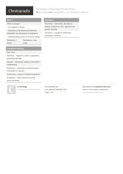 18 Ecology Cheat Sheets - Cheatography.com: Cheat Sheets For Every Occasion