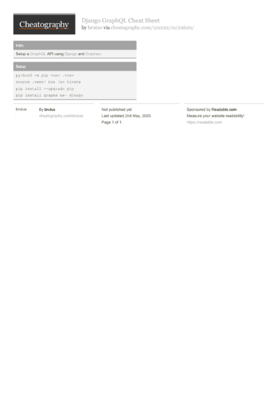 36 API Cheat Sheets - Cheatography.com: Cheat Sheets For Every Occasion