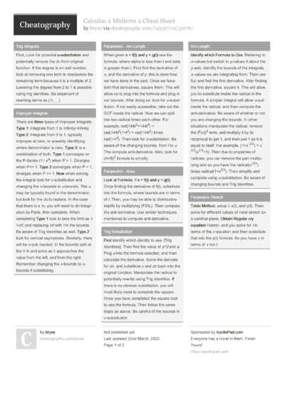 3 Calc Cheat Sheets - Cheatography.com: Cheat Sheets For Every Occasion