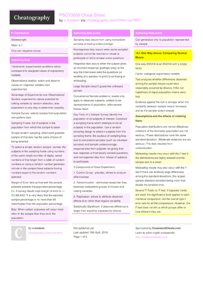 15 Stats Cheat Sheets - Cheatography.com: Cheat Sheets For Every Occasion
