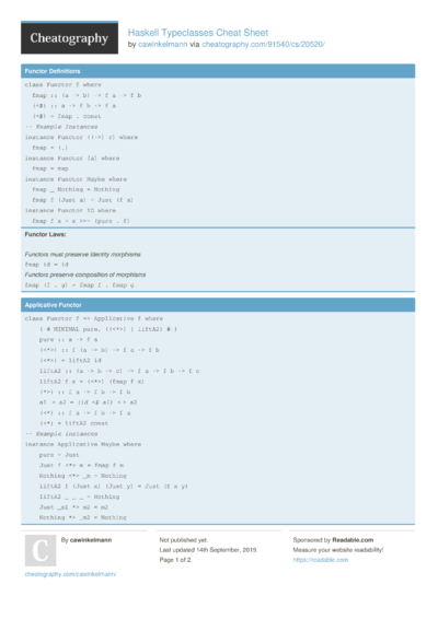 7 Haskell Cheat Sheets - Cheatography.com: Cheat Sheets For Every Occasion 7 Haskell Cheat Sheets - Cheatography.com: Cheat Sheets For Every Occasion
