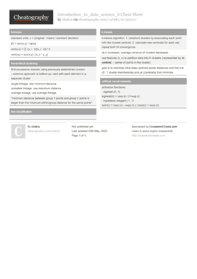 88 Statistics Cheat Sheets - Cheatography.com: Cheat Sheets For Every ...