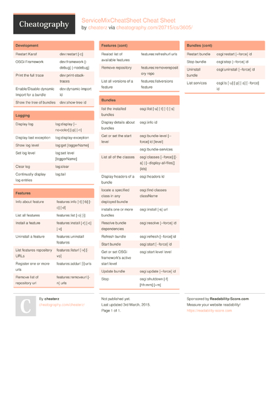 2 Osgi Cheat Sheets - Cheatography.com: Cheat Sheets For Every Occasion