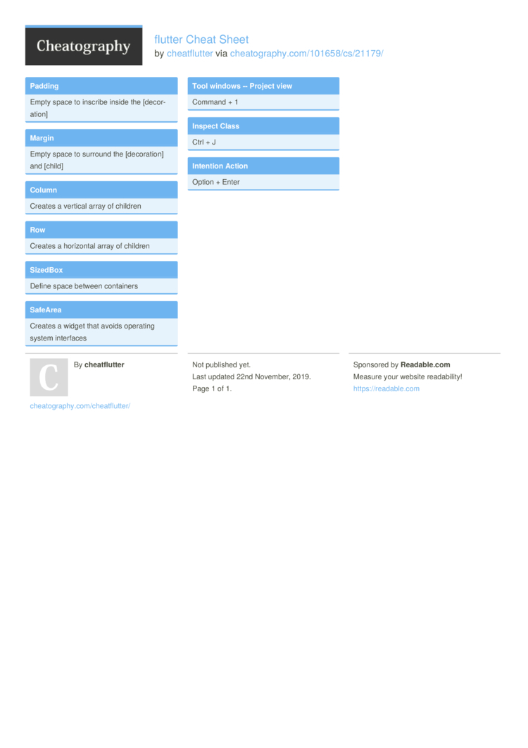 Flutter Cheat Sheet By Cheatflutter Download Free From Cheatography Cheat
