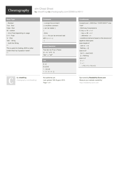 2 Elm Cheat Sheets - Cheatography.com: Cheat Sheets For Every Occasion