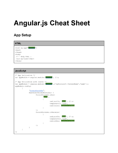 Angularjs Cheat Sheet By Proloser Download Free From Cheatography Cheat