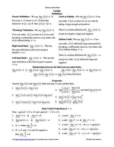 Cheat Sheets Matching "calculus" - Cheatography.com: Cheat Sheets For ...