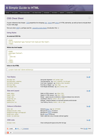 External Cheat Sheets by Dave Child - Cheatography.com: Cheat Sheets ...