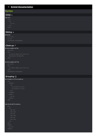 DeftCode Emmet Cheat Sheet by deftcode - Download free from ...
