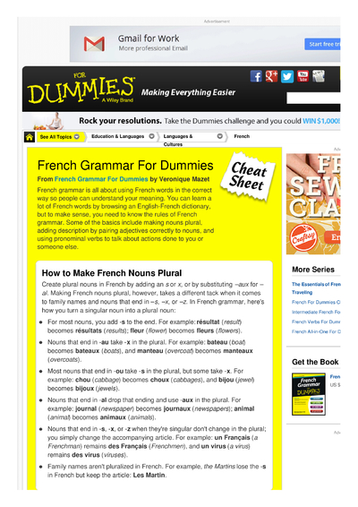 French Cheat Sheet by DaveChild - Download free from Cheatography ...