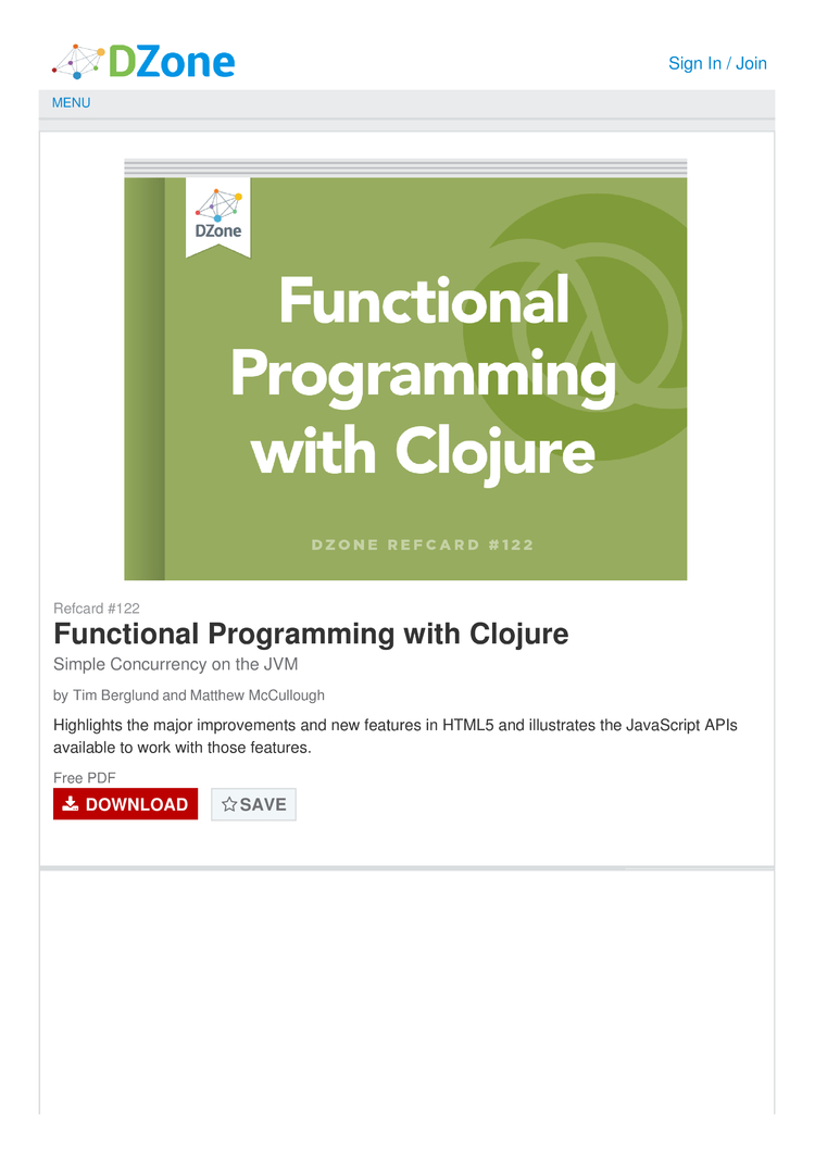 Functional Programming With Clojure Simple Concurrency On The Jvm Cheat Sheet By Cheatography